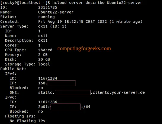 Manage Vm Instances On Hetzner Cloud Using Hcloud Cli Computingforgeeks