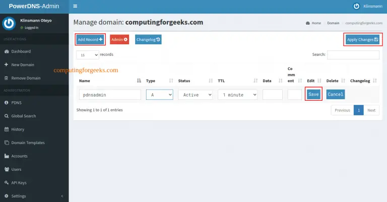 Configure PowerDNS and PowerDNS Admin on Rocky Linux 9|8 | ComputingForGeeks