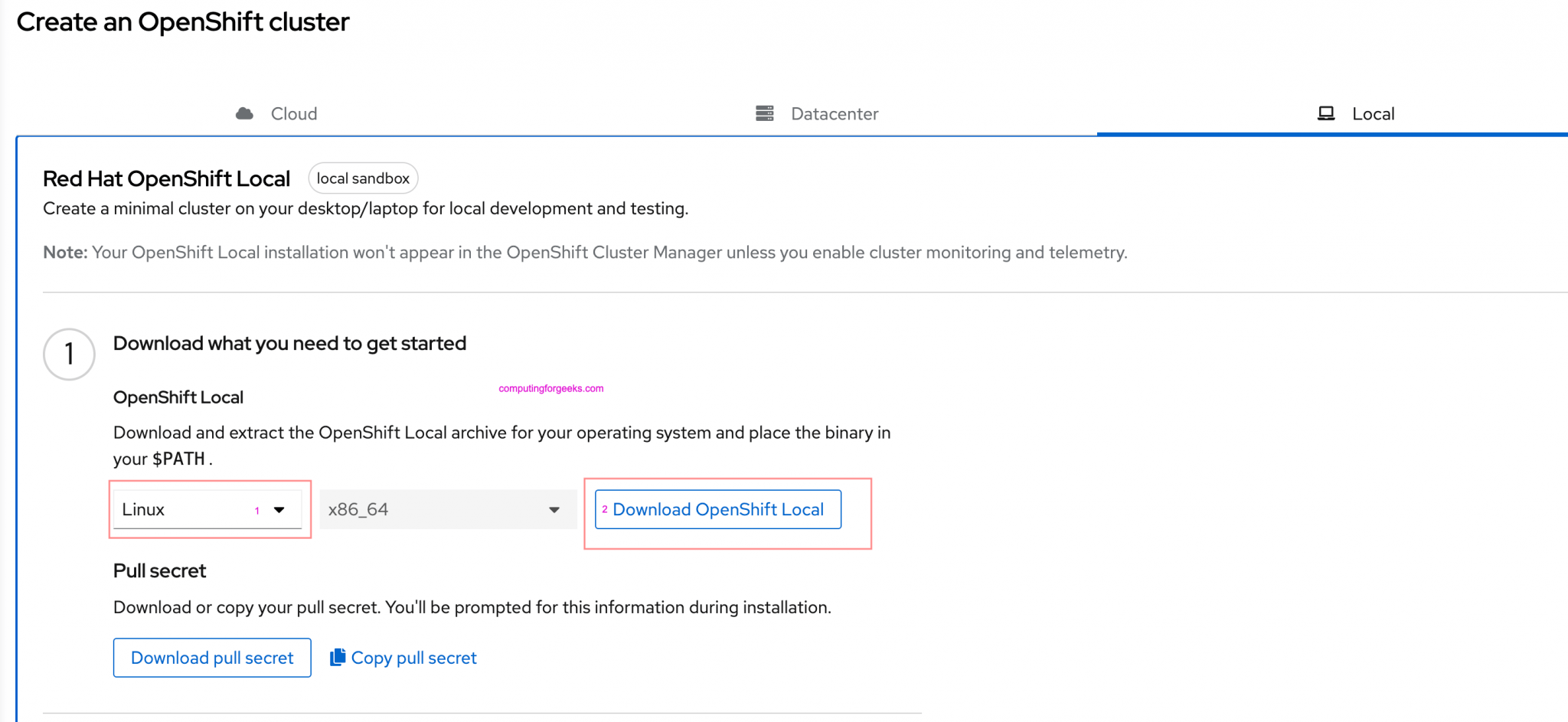Install Local Openshift Cluster 417 Using Crc Computingforgeeks 8038