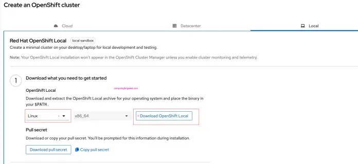 Install Local OpenShift Cluster 4.17 using CRC | ComputingForGeeks