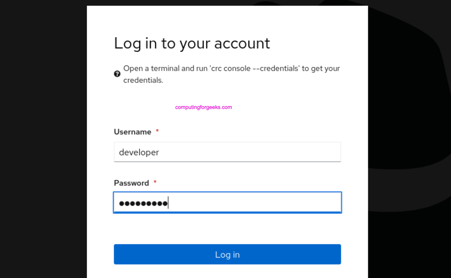Install Local Openshift Cluster 417 Using Crc Computingforgeeks