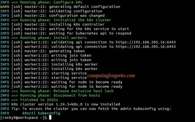 Deploy k0s Kubernetes on Rocky Linux 9 using k0sctl | ComputingForGeeks
