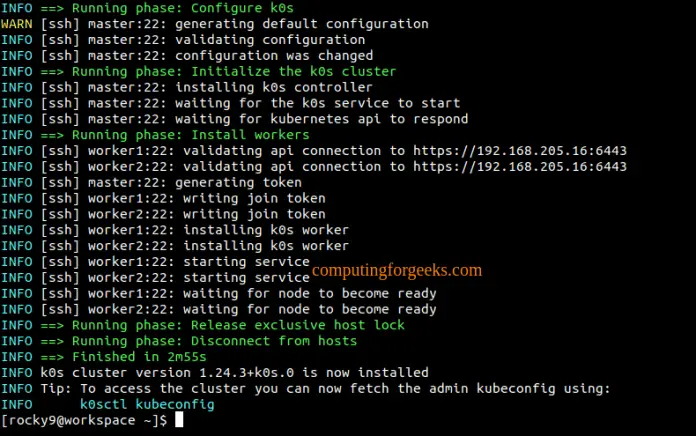Deploy k0s Kubernetes on Rocky Linux 9 using k0sctl | ComputingForGeeks