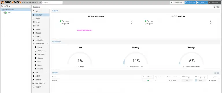 How To Customize Proxmox VE Web UI with dark theme | ComputingForGeeks