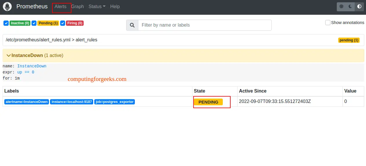 Configure Prometheus Email Alert Notification using Alertmanager | ComputingForGeeks