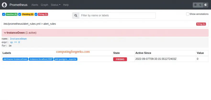 Configure Prometheus Email Alert Notification using Alertmanager | ComputingForGeeks