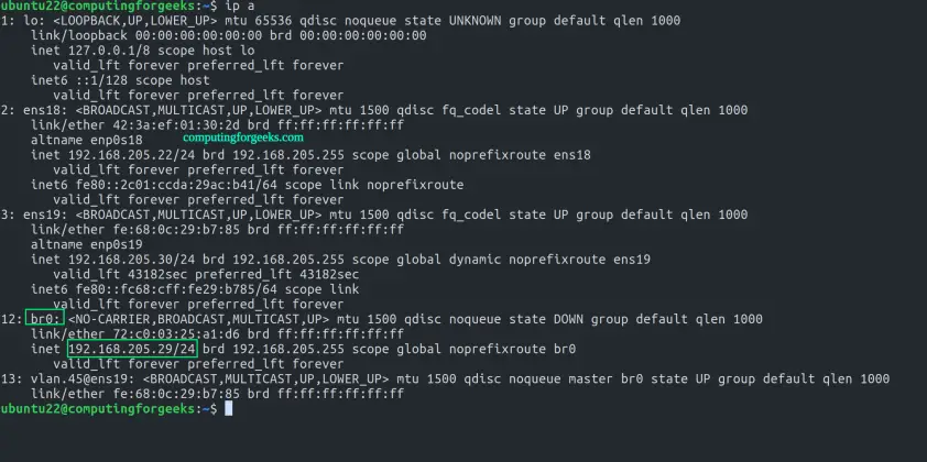 Configuring Linux Bridge Vlan Interface Using Netplan On Ubuntu Computingforgeeks 