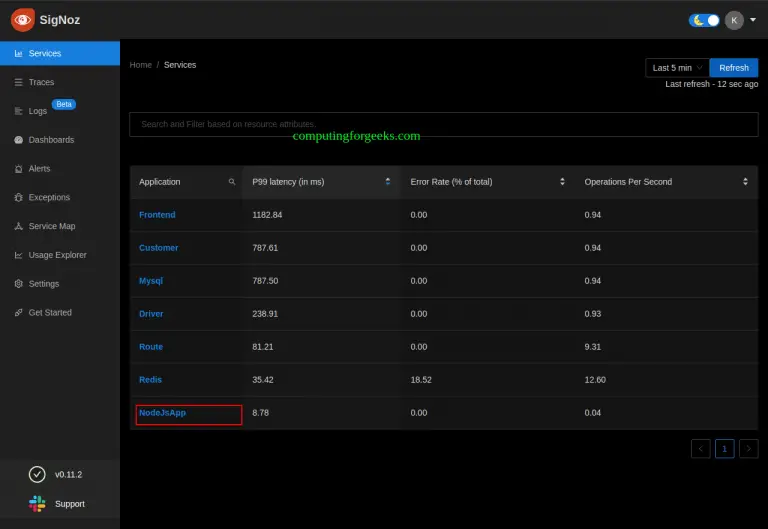 Monitor Applications and Troubleshoot issues using SigNoz | ComputingForGeeks
