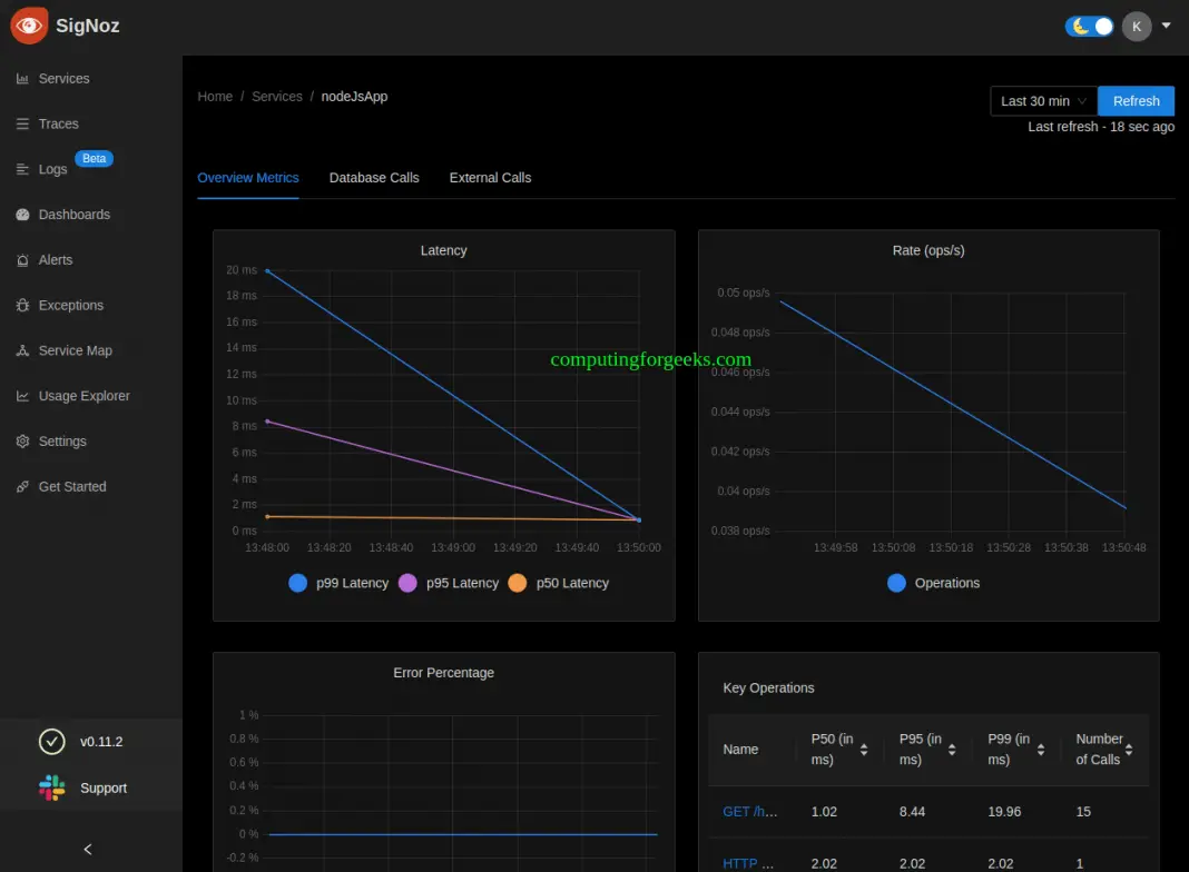 Monitor Applications and Troubleshoot issues using SigNoz | ComputingForGeeks