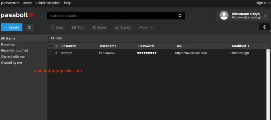 Configure Passbolt Password Manager on Linux | ComputingForGeeks