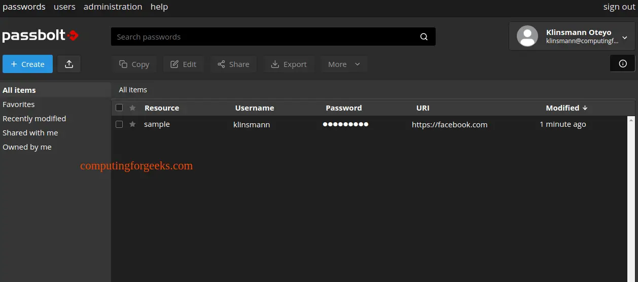 Configure Passbolt Password Manager on Linux | ComputingForGeeks