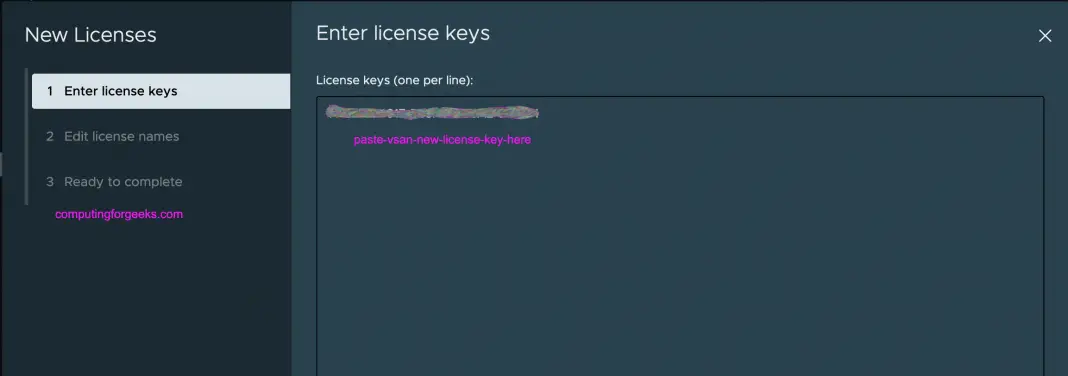 Adding New License Key To VMware vCenter Server / VSAN | ComputingForGeeks