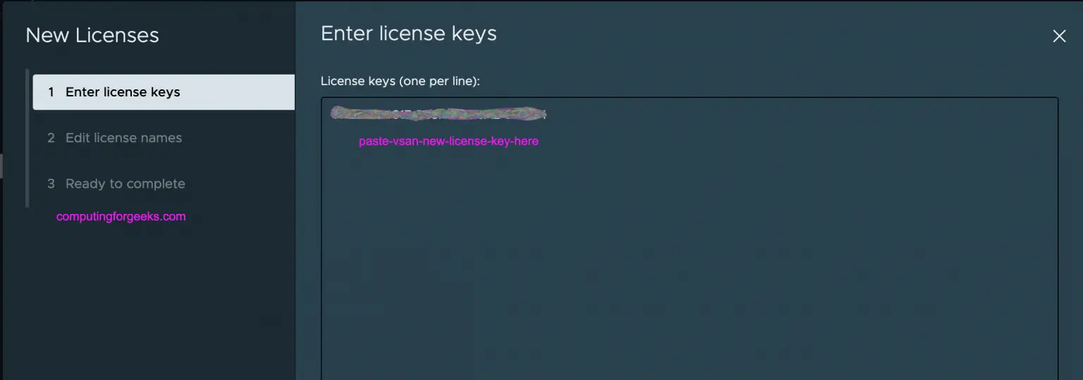 Adding New License Key To Vmware Vcenter Server Vsan Computingforgeeks 6320