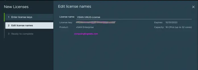 Adding New License Key To Vmware Vcenter Server Vsan Computingforgeeks 2006