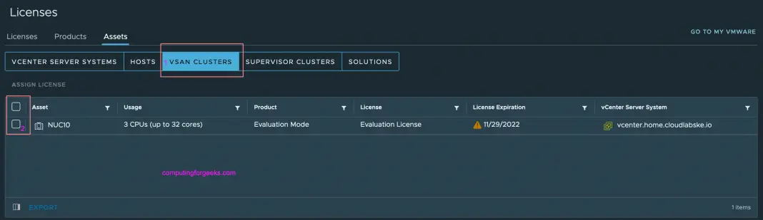 Adding New License Key To VMware vCenter Server / VSAN | ComputingForGeeks
