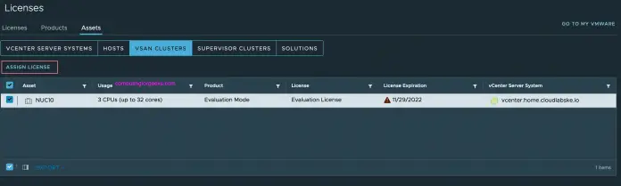 Adding New License Key To VMware vCenter Server / VSAN | ComputingForGeeks