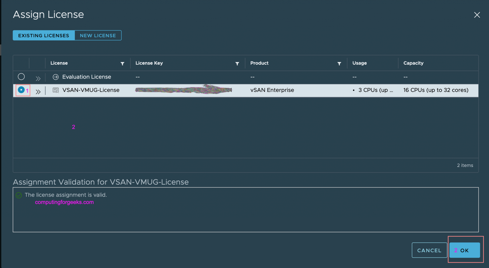 Adding New License Key To VMware vCenter Server / VSAN | ComputingForGeeks