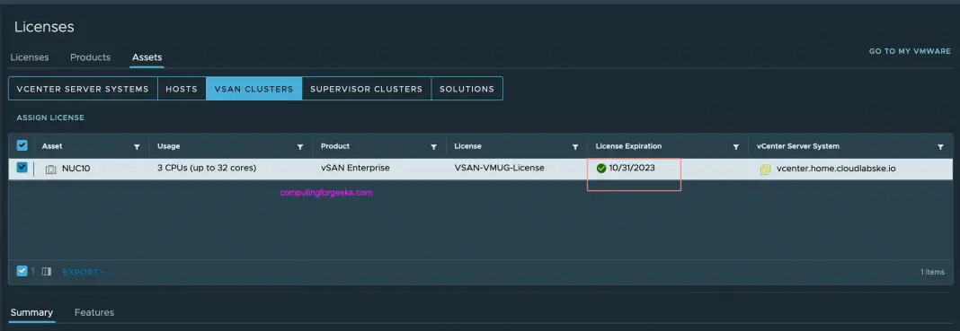 Adding New License Key To VMware vCenter Server / VSAN | ComputingForGeeks