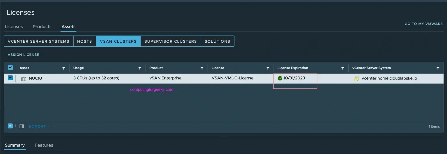 Adding New License Key To VMware vCenter Server / VSAN | ComputingForGeeks
