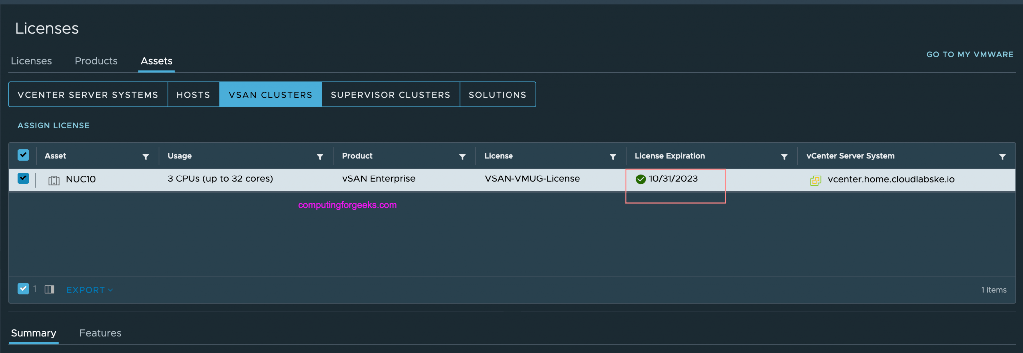 Adding New License Key To VMware vCenter Server / VSAN | ComputingForGeeks