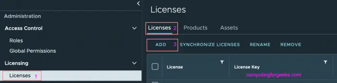 Adding New License Key To VMware vCenter Server / VSAN | ComputingForGeeks