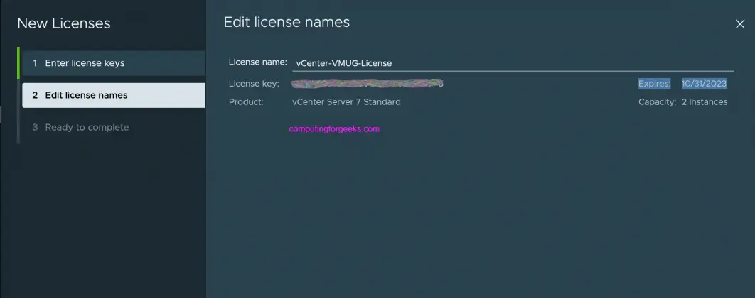Adding New License Key To Vmware Vcenter Server Vsan Computingforgeeks 3855