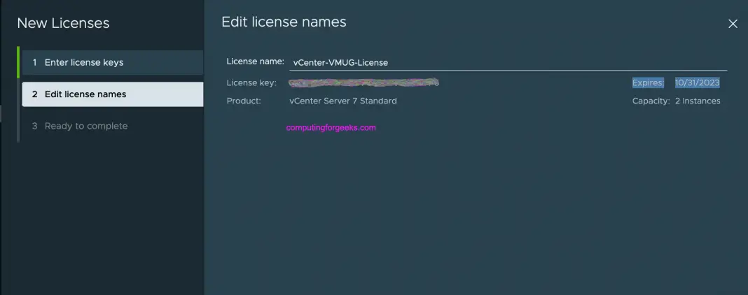 Adding New License Key To Vmware Vcenter Server Vsan Computingforgeeks