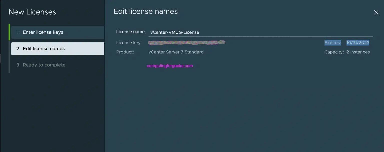 Adding New License Key To Vmware Vcenter Server Vsan Computingforgeeks