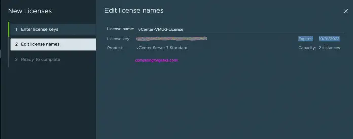 Adding New License Key To VMware vCenter Server / VSAN | ComputingForGeeks