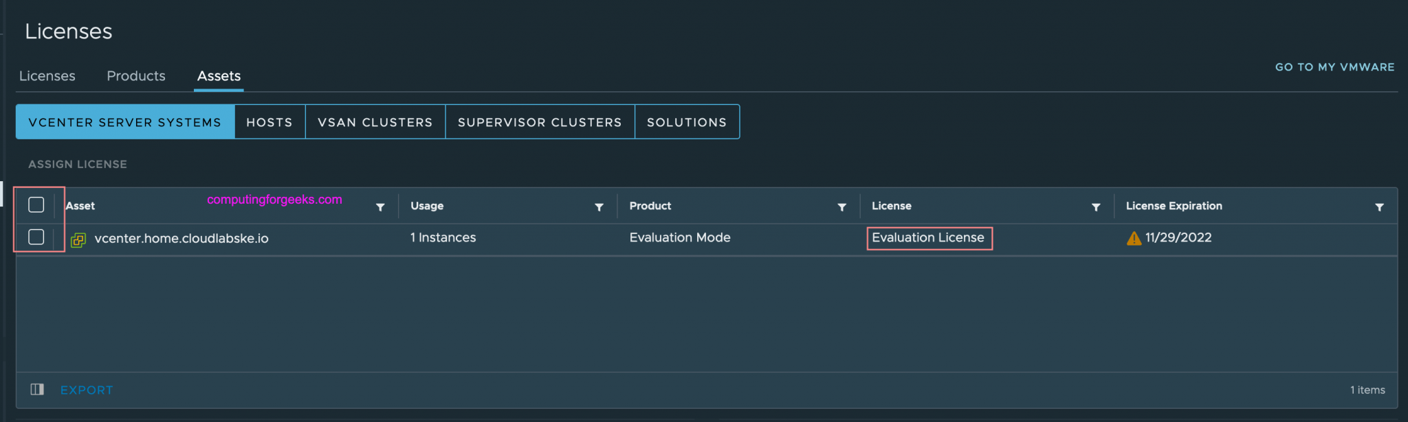 Adding New License Key To VMware vCenter Server / VSAN | ComputingForGeeks