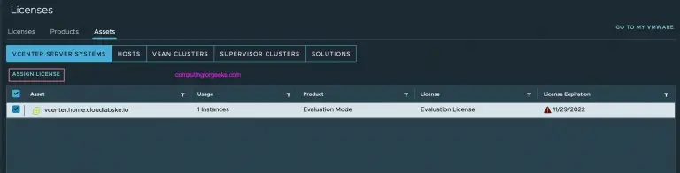 Adding New License Key To VMware vCenter Server / VSAN | ComputingForGeeks