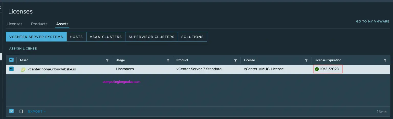 Adding New License Key To VMware vCenter Server / VSAN | ComputingForGeeks