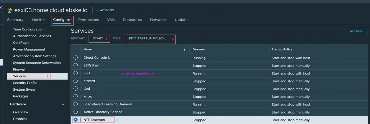 How To Configure NTP Time on vSphere ESXi / vCenter | ComputingForGeeks