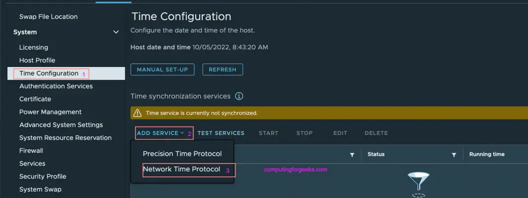 How To Configure Ntp Time On Vsphere Esxi Vcenter Computingforgeeks 