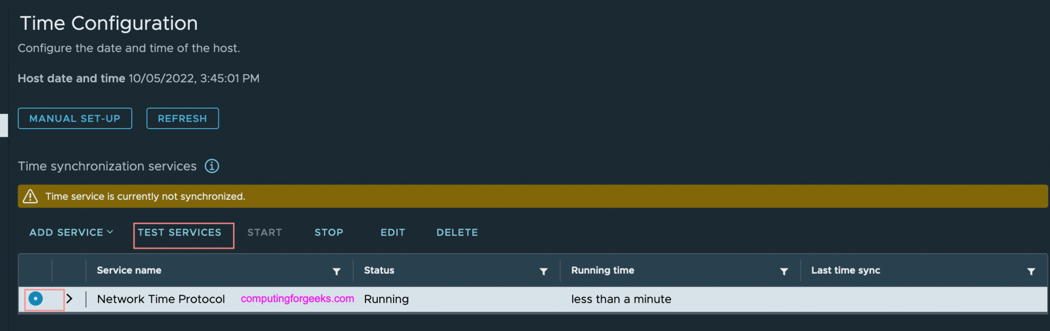 How To Configure Ntp Time On Vsphere Esxi Vcenter Computingforgeeks