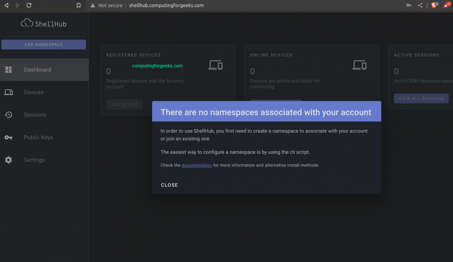 Configure Centralized SSH for Linux systems using ShellHub | ComputingForGeeks