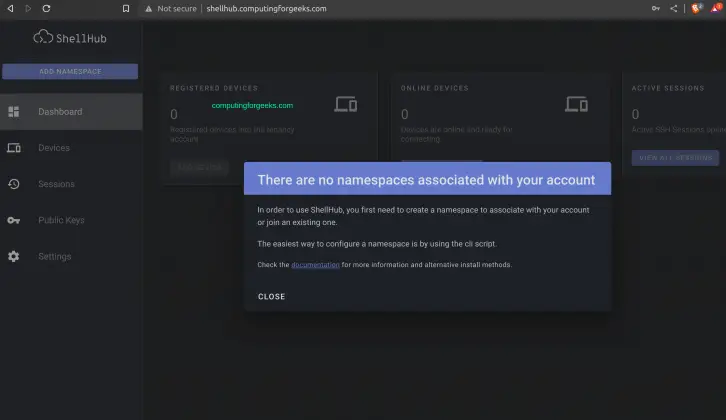 Configure Centralized SSH for Linux systems using ShellHub | ComputingForGeeks