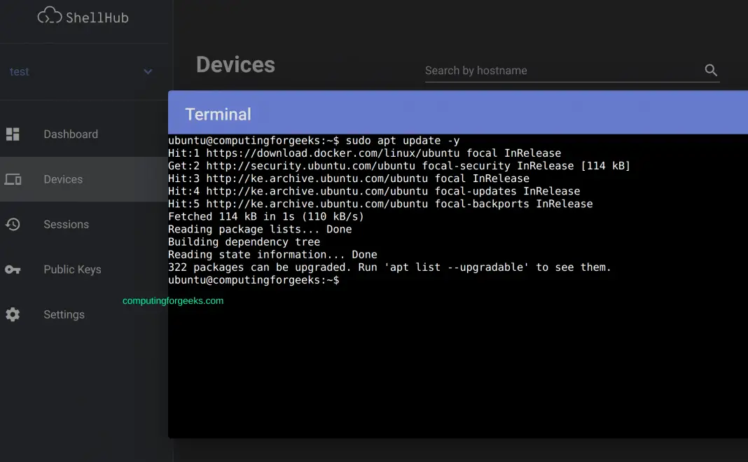 Configure Centralized SSH for Linux systems using ShellHub | ComputingForGeeks