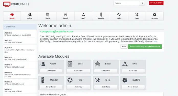 How To Install ISPConfig Control Panel on Ubuntu 22.04 | ComputingForGeeks