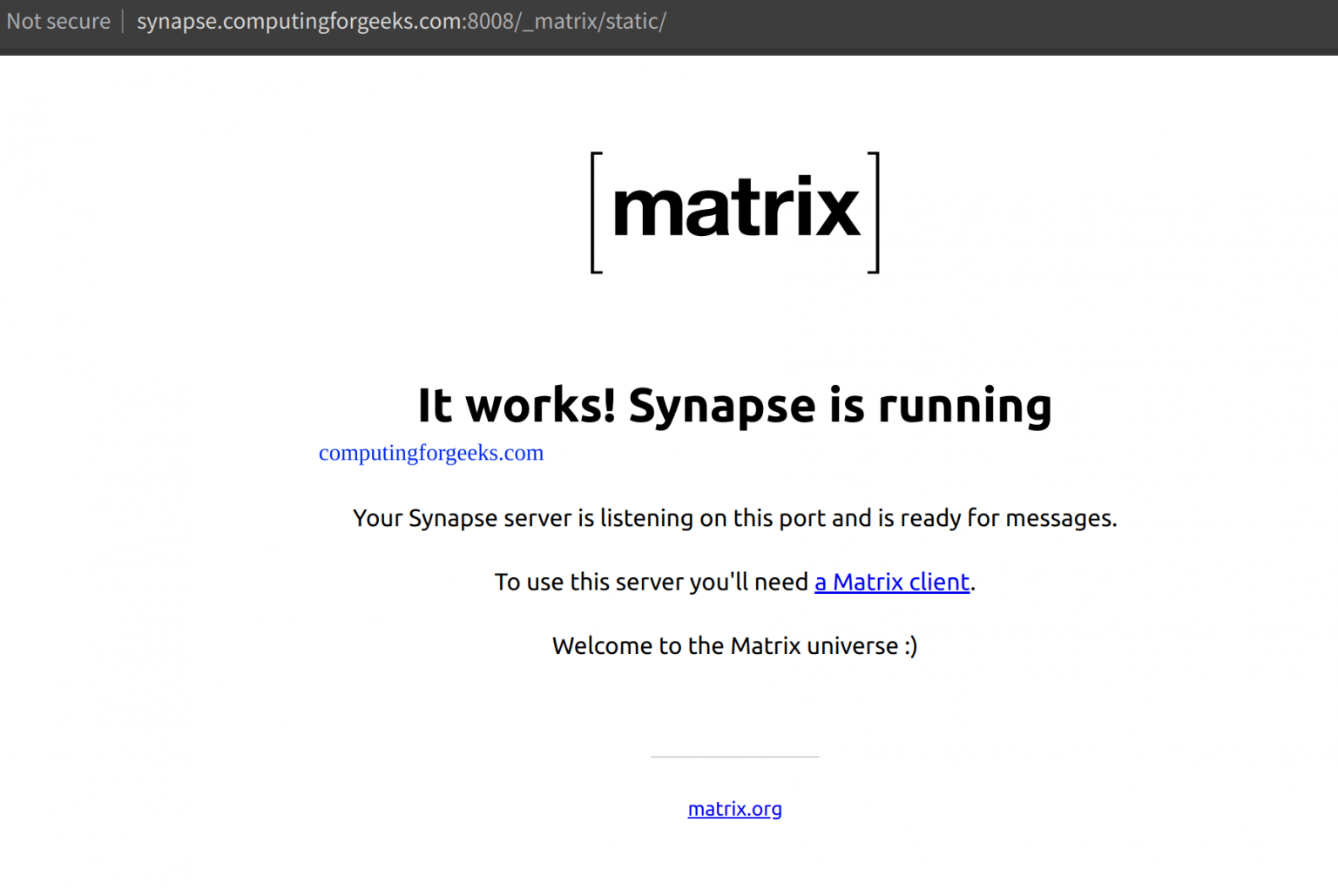 Run Synapse Matrix homeserver in Docker Containers | ComputingForGeeks