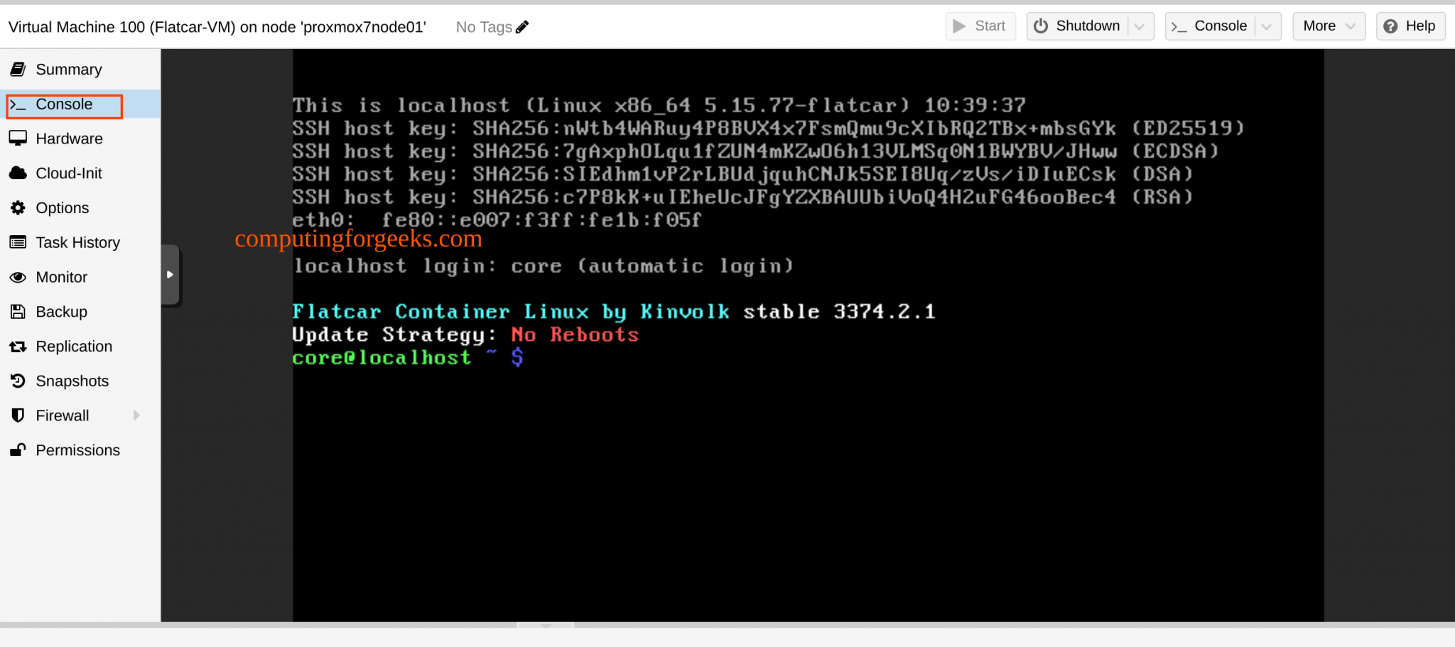 How To Install Flatcar Container Linux In Proxmox Ve Computingforgeeks 