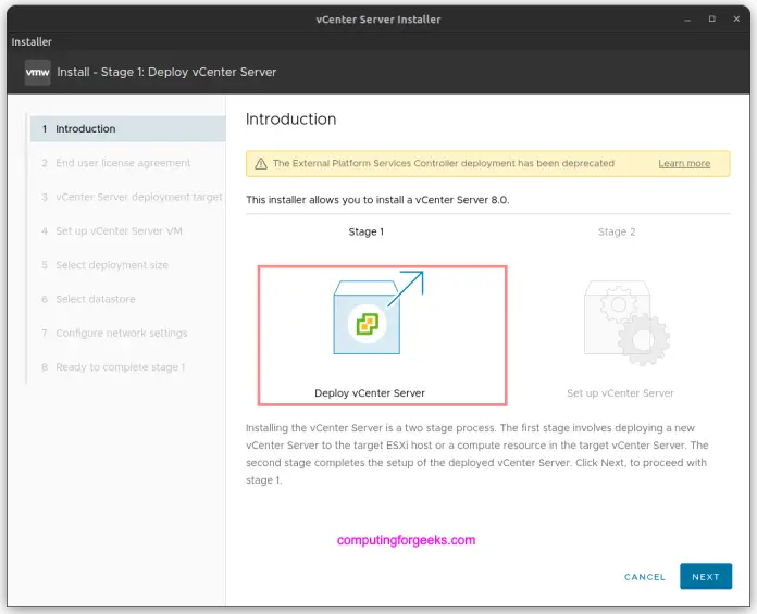 Install vSphere 8.0 – vCenter Server Appliance using Linux ...