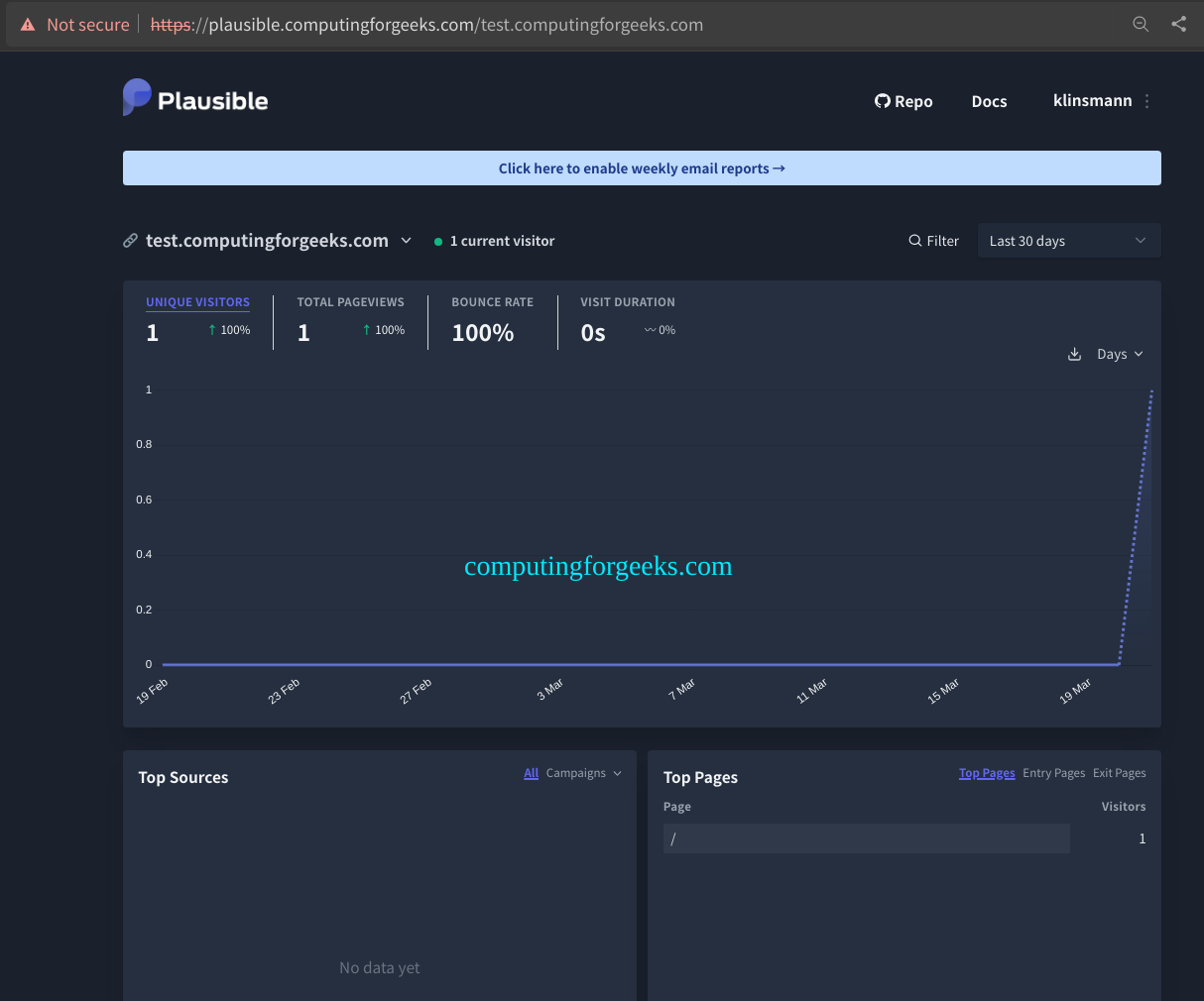 How To Run Plausible Analytics in a Docker Container | ComputingForGeeks