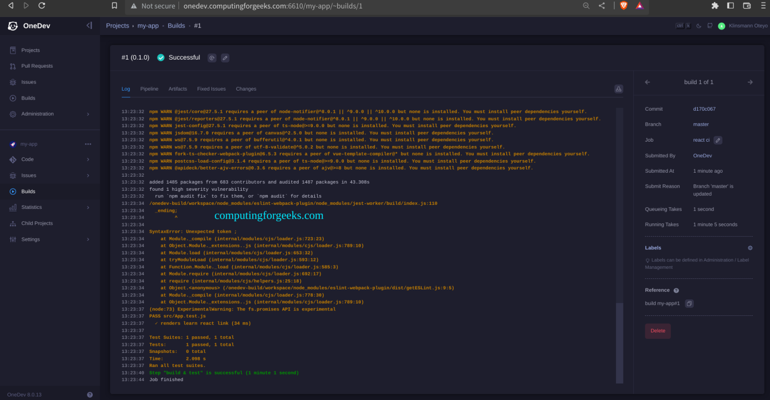Install and Use OneDev - Self-hosted Git Server with Kanban and CI/CD | ComputingForGeeks