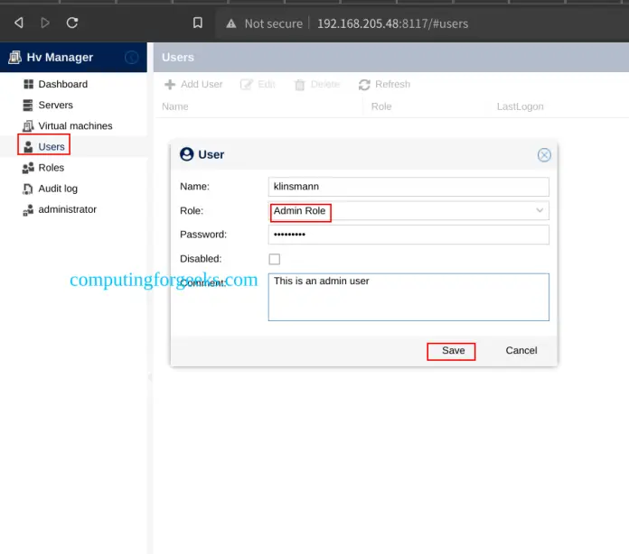 Manage Hyper-V VMs using Hyper-V Manager Web Interface