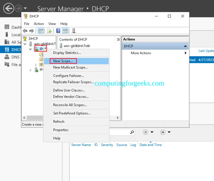 Configure DHCP Server on Windows Server 2022 | ComputingForGeeks