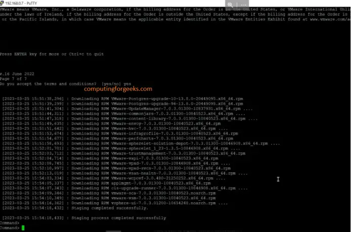 Patching VMware vSphere vCenter 7.0 using CLI | ComputingForGeeks