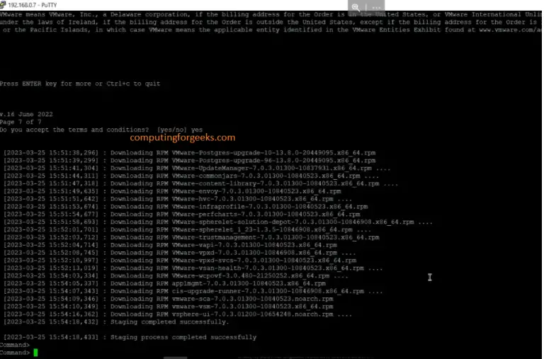 Patching VMware vSphere vCenter 7.0 using CLI | ComputingForGeeks