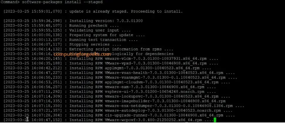 Patching VMware vSphere vCenter 7.0 using CLI | ComputingForGeeks