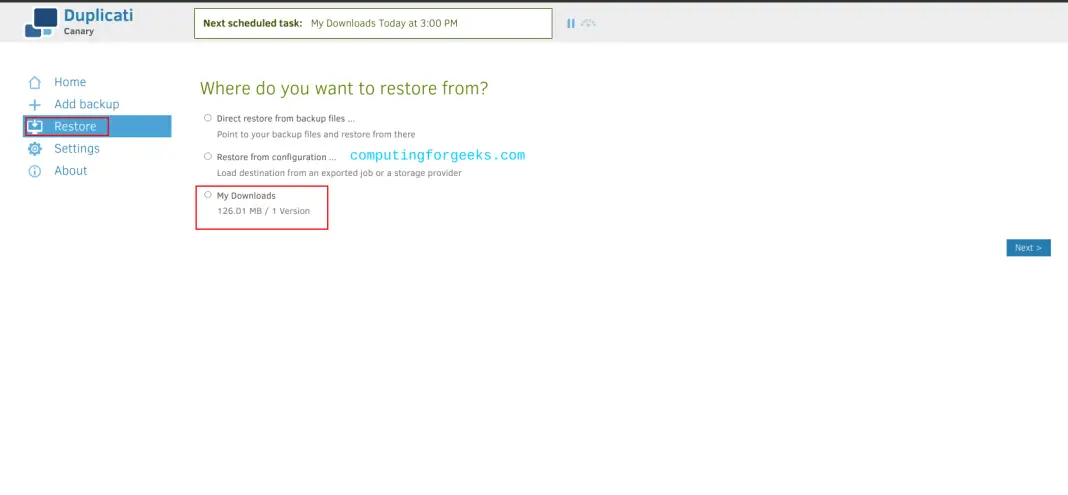 Backup Linux, Mac, and Windows Systems using Duplicati | ComputingForGeeks